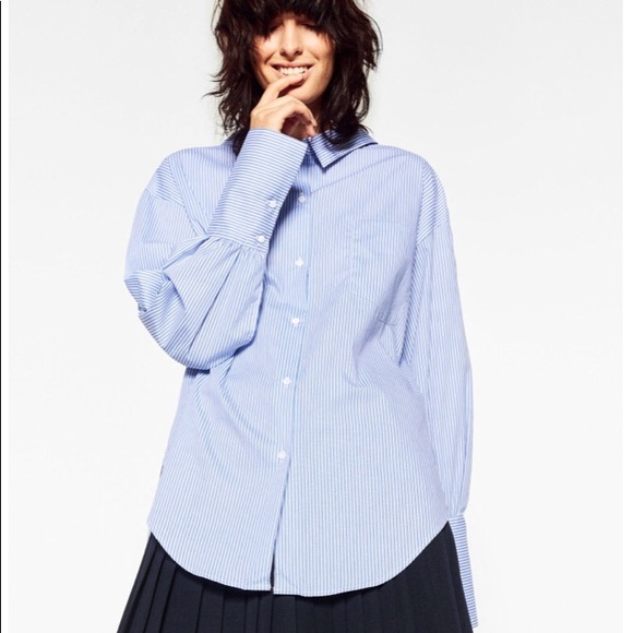 Zara | Tops | Zara Blue And White Stripes Shirt | Poshmark